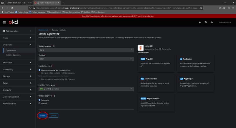 OKD on Fedora Workstation with CRC - Fedora Magazine